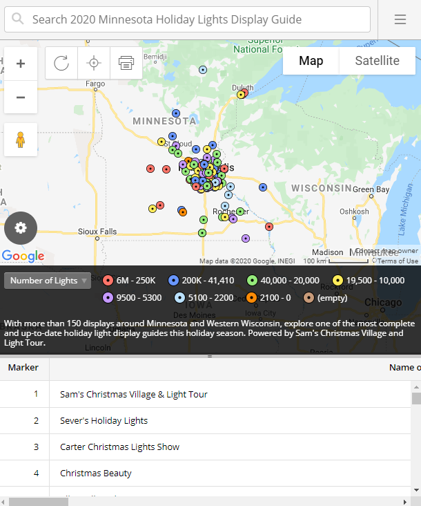 Holiday lights display guide map – Vizstas